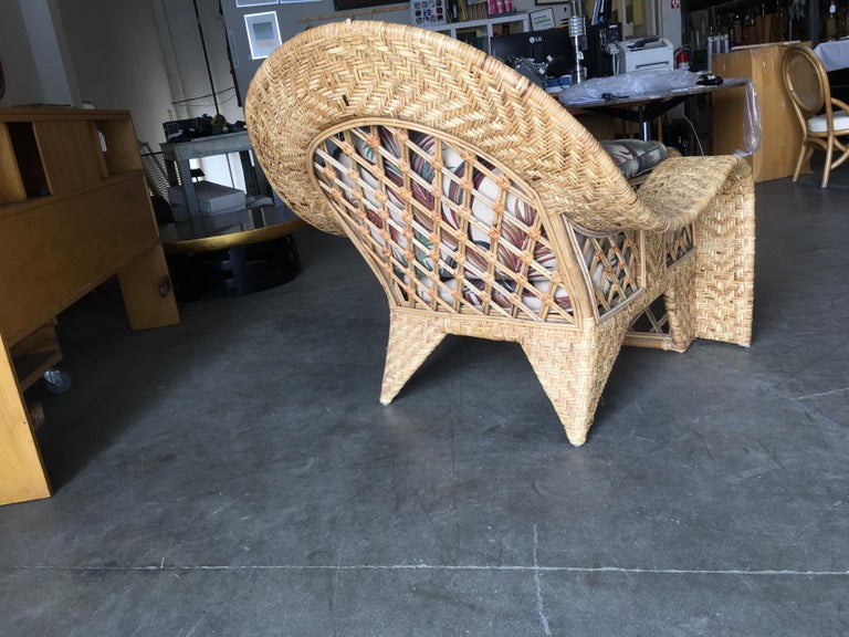 Oversized Woven Wicker "Peacock" Lounge Throne Chair w/ Matching ...