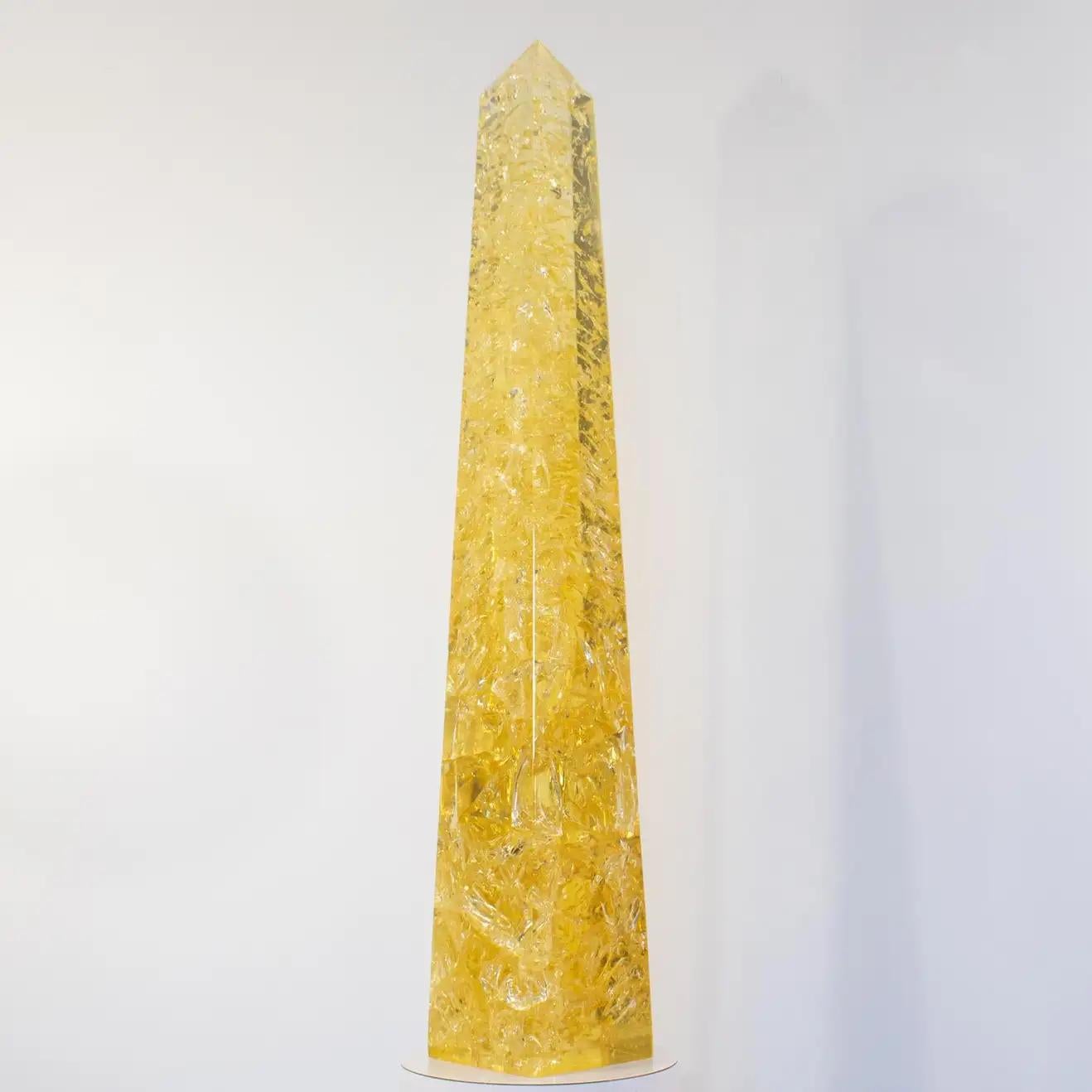 Oversized Yellow Fractal Resin Obelisk by Pierre Giraudon, 1970s For ...