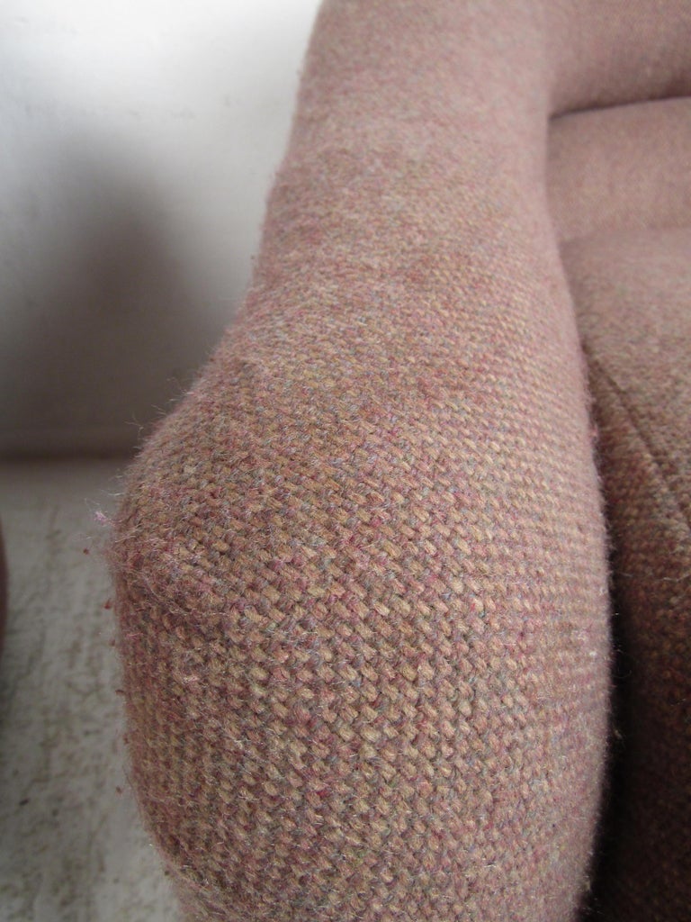 Overstuffed Mid-Century Modern Club Chairs at 1stDibs