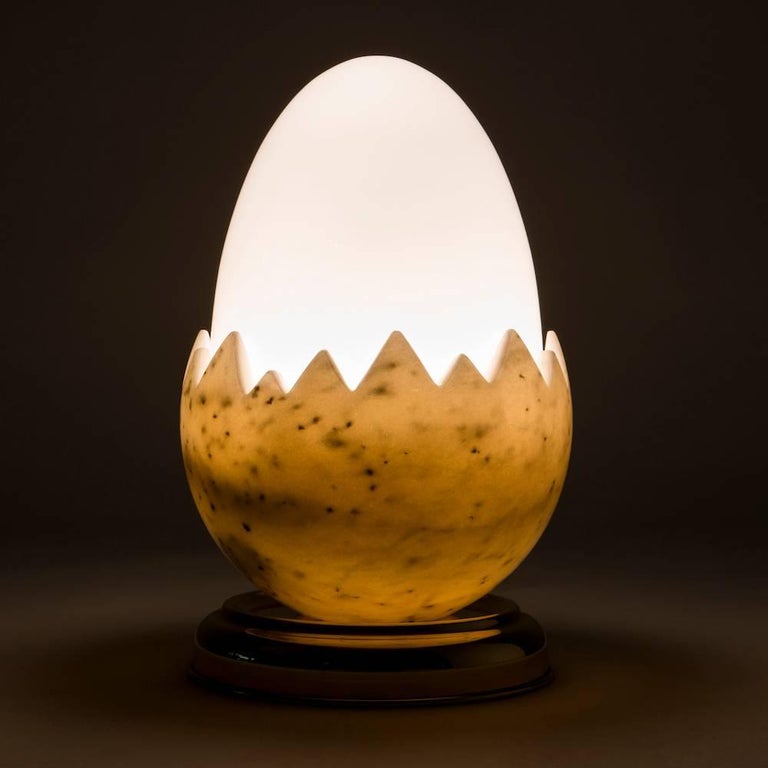 Oviraptor Dinosaur Egg Table Lamp Desk Lamp in White Marble, Brass ...