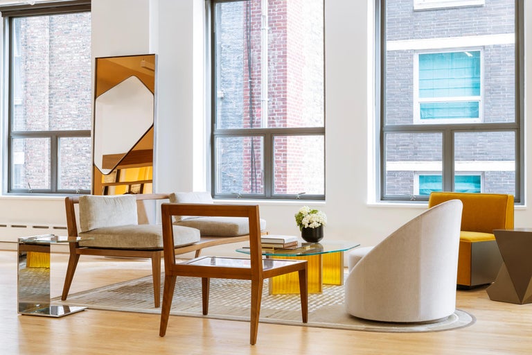 Ovo Trapezoid Mirror, Clear Mirror Set Onto a Colored Mirror Background ...