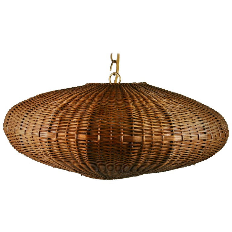 Large Ovoid Shaped Wicker Pendant For Sale at 1stDibs