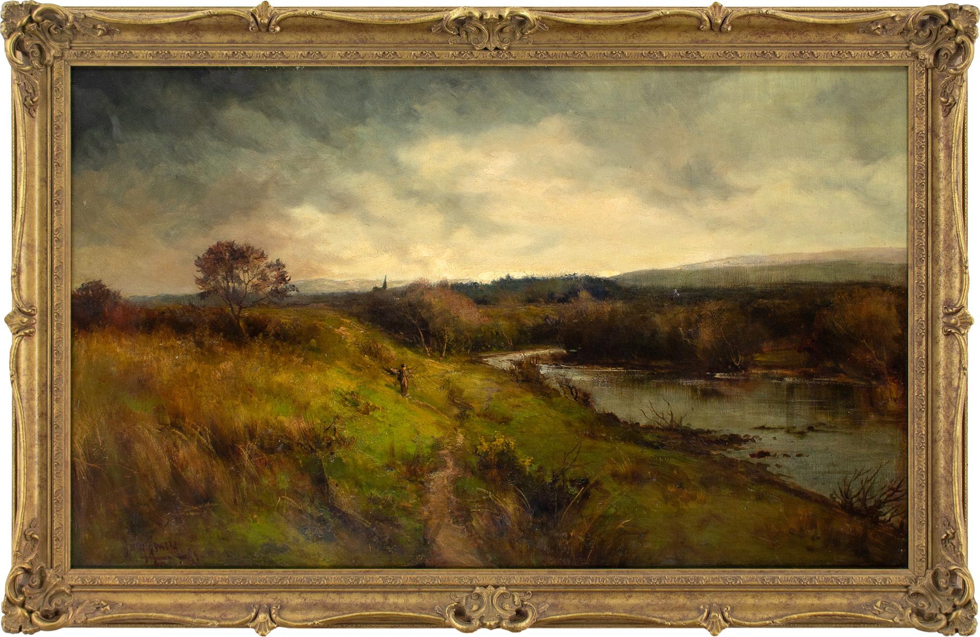 Owen Bowen ROI - Owen Bowen ROI, River Landscape With Figure For Sale ...