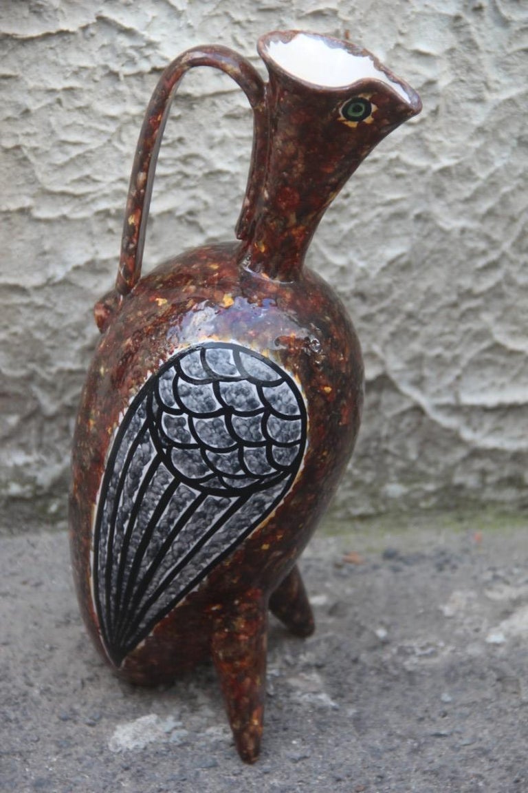 Owl Mid-Century Modern Pitcher Ceramic Pitcher Reminiscent Pablo ...