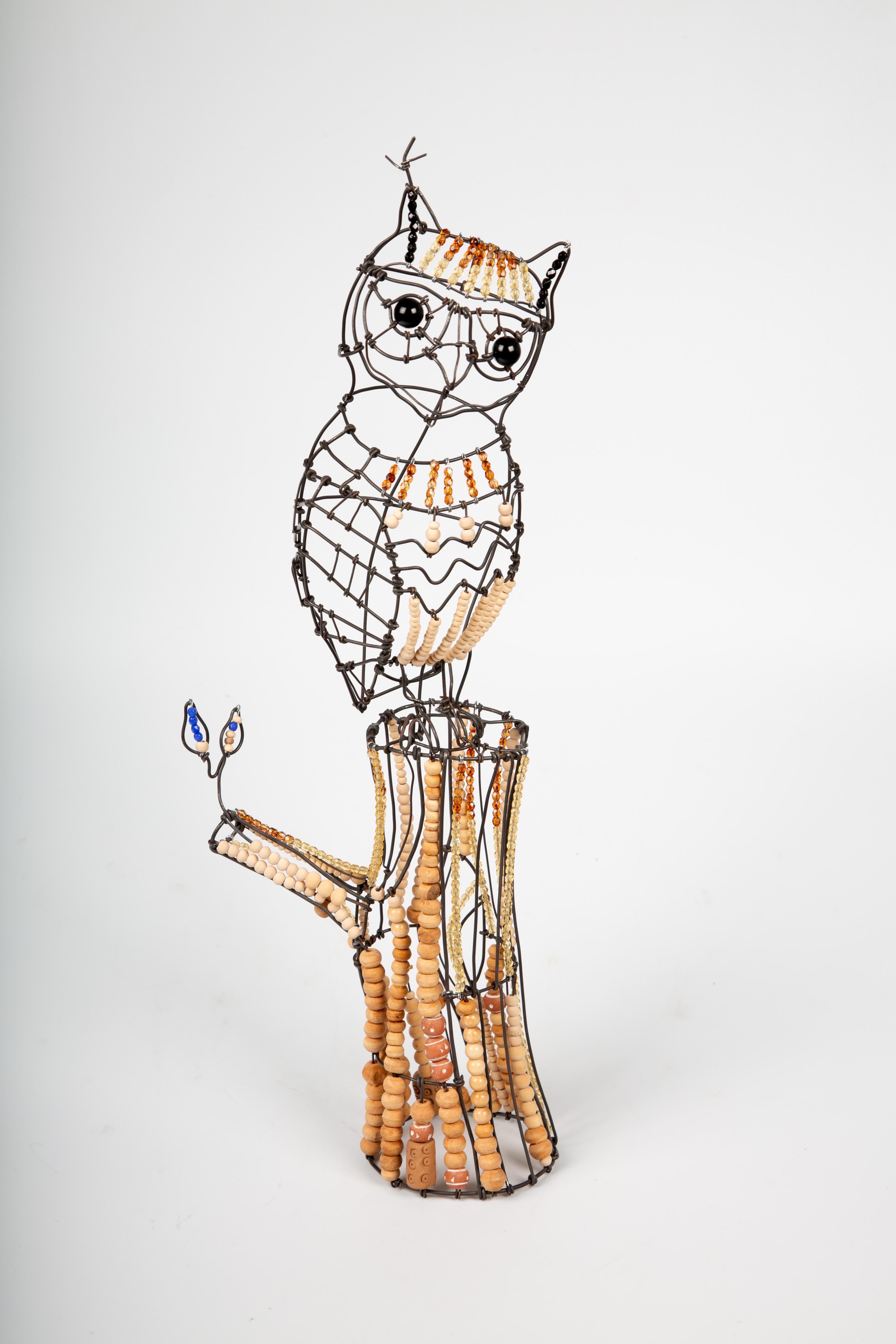 Owl perched on a log by Marie Christophe For Sale at 1stDibs