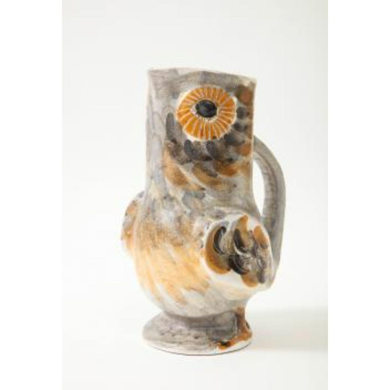 Owl Pitcher in Ceramic by Marcel Guillot, circa 1955 For Sale at 1stDibs
