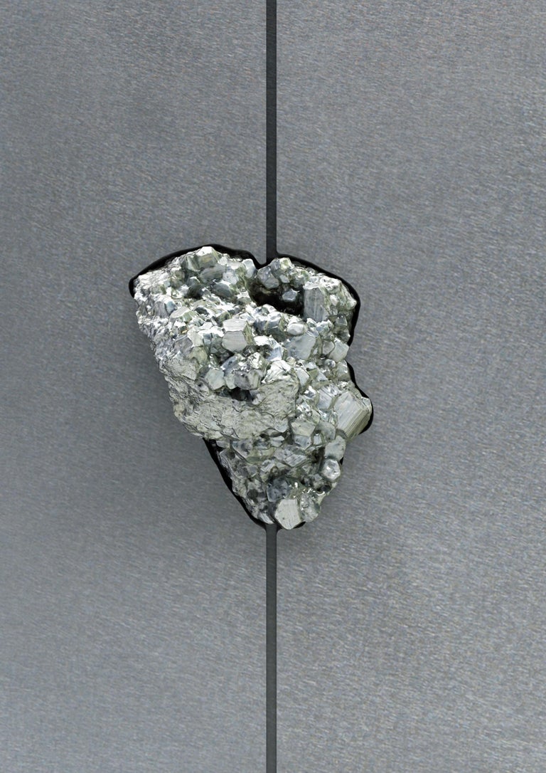 Oxidized and Waxed Aluminium Cabinet with Pyrite by Pierre De Valck For ...