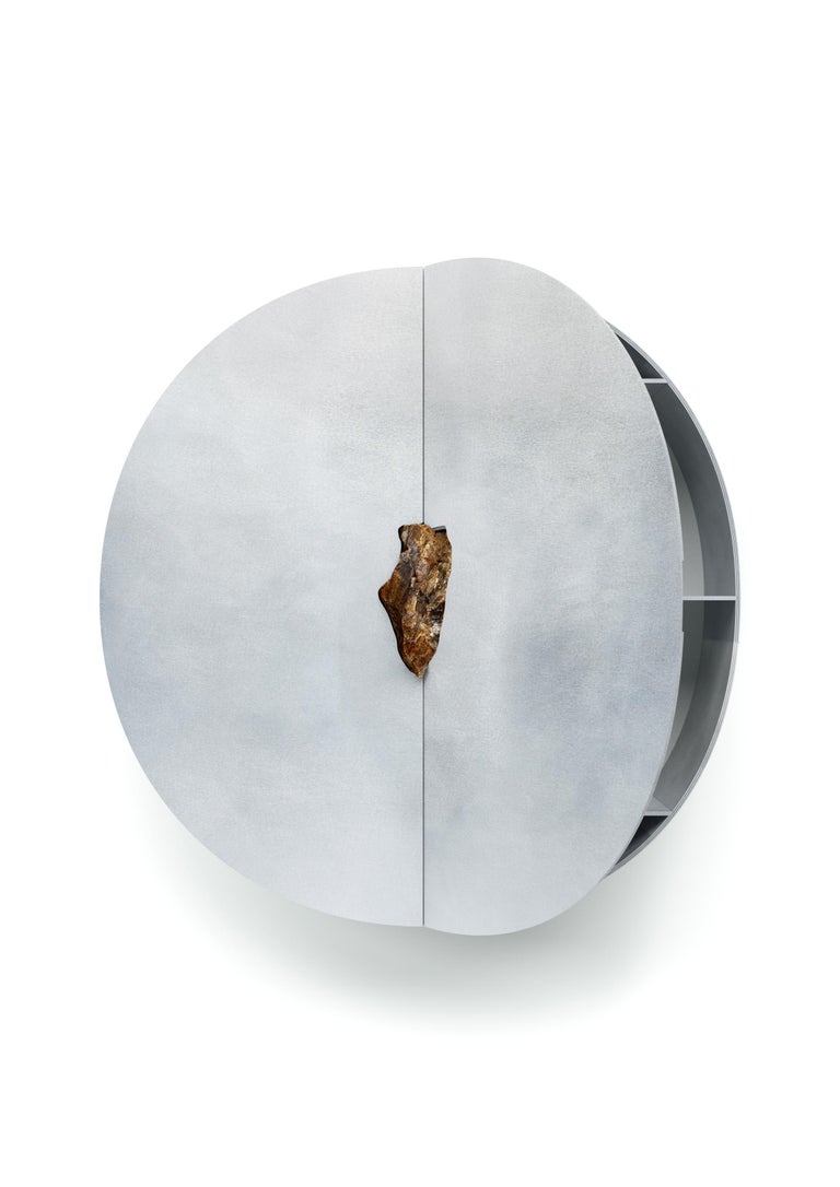 Oxidized and Waxed Aluminium Round Cabinet Petrified Wood by Pierre De ...