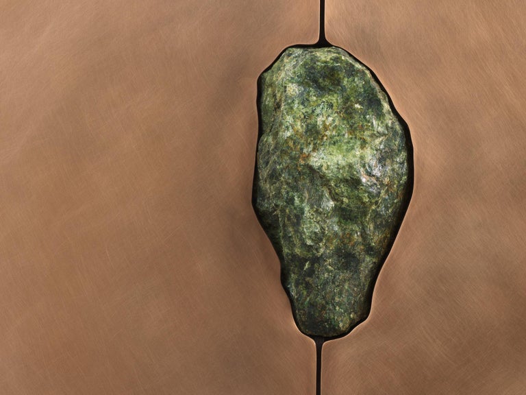 Oxidized and Waxed Bronze Round Cabinet Jade Stone by Pierre De Valck ...