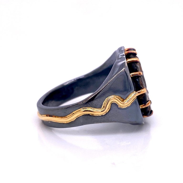 Oxidized Sterling Silver and 18 Karat Yellow Gold Ancient Roman Coin ...