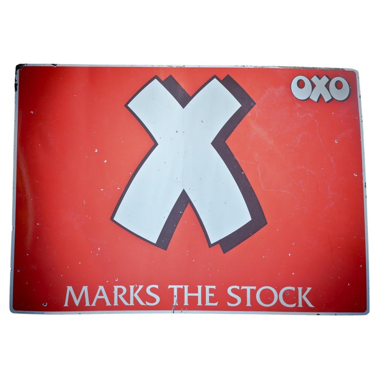 OXO X Marks the Stock Enamel Sign For Sale at 1stDibs