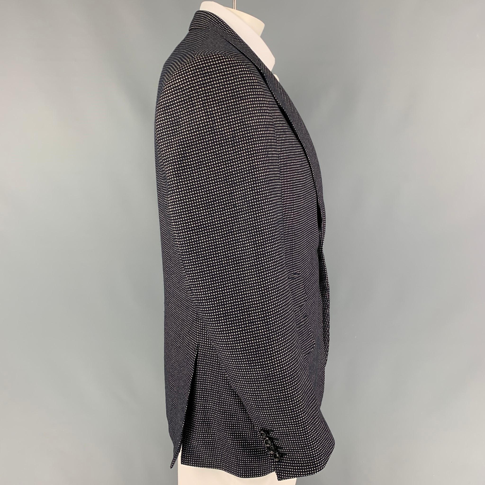 OXXFORD CLOTHES Size 42 Black White Dots Wool Notch Lapel Sport Coat