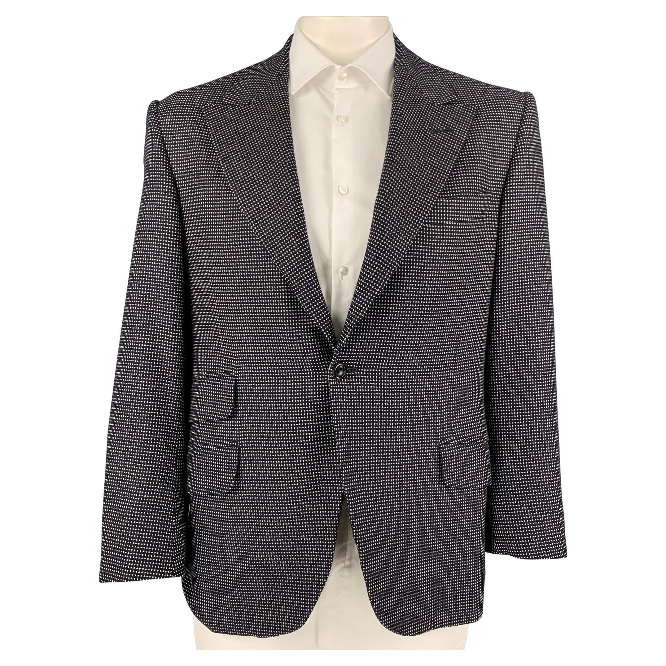 OXXFORD CLOTHES Size 42 Black White Dots Wool Notch Lapel Sport Coat