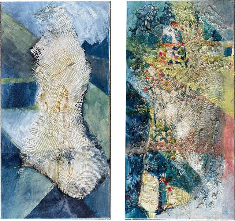 Oya Bolgun - Spark ( Diptych ) - Oya Bolgun - Abstract Painting - Mixed ...