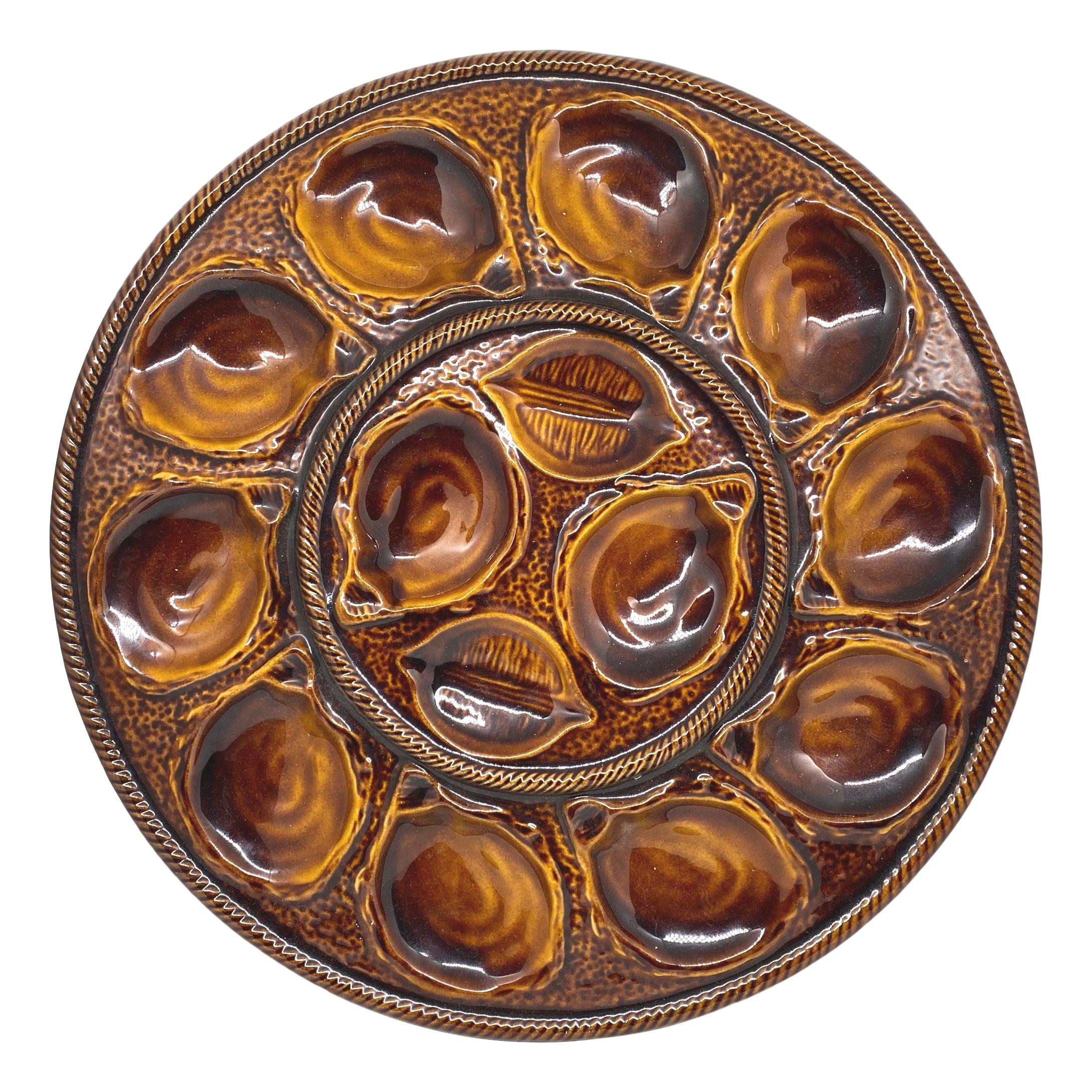 Oyster Platter French Vintage Ceramic Faience St. Clement, France, 20th ...