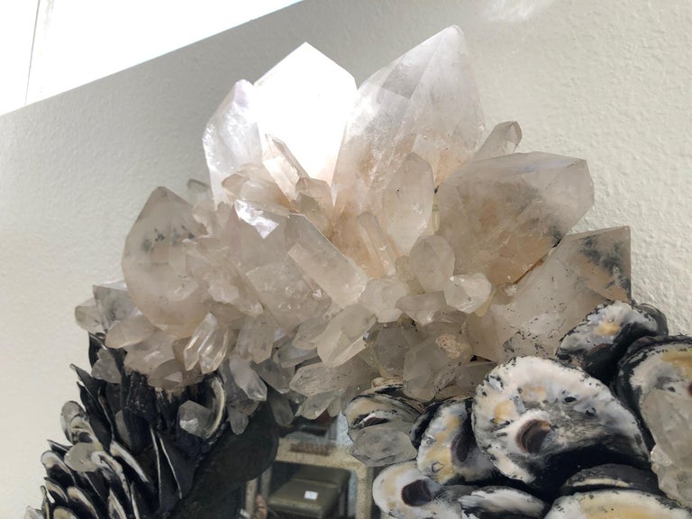 Oyster Shell and Quartz Crystal Wall Mirror at 1stDibs