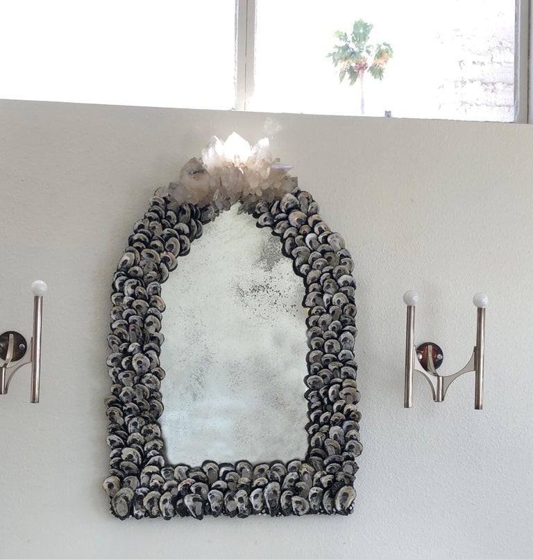 Oyster Shell and Quartz Crystal Wall Mirror at 1stDibs