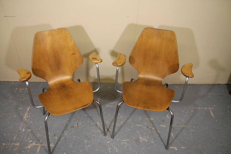 Oyvind Iversen Molded Plywood "City" Armchairs For Sale at 1stDibs