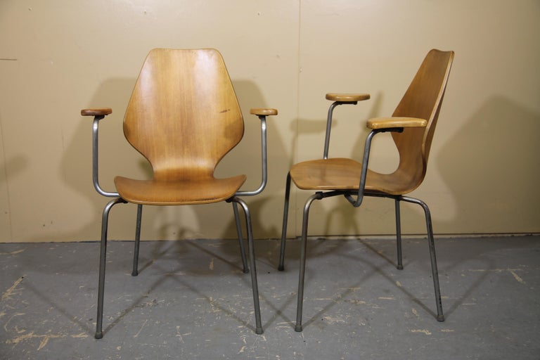 Oyvind Iversen Molded Plywood "City" Armchairs For Sale at 1stDibs