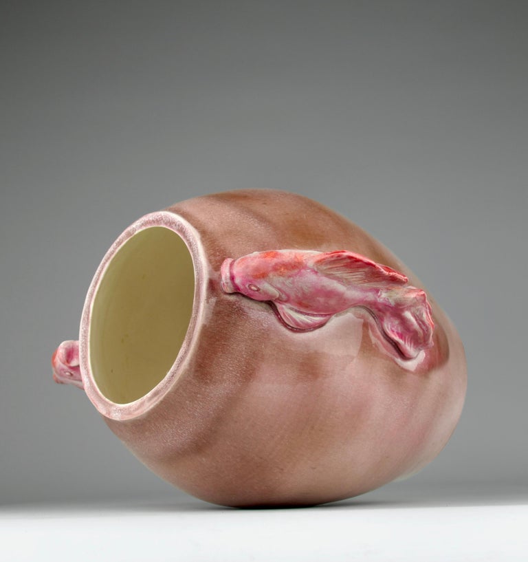 P. Letessier, Pink Goldfish Vase, France Art Deco, 1930 For Sale at 1stDibs