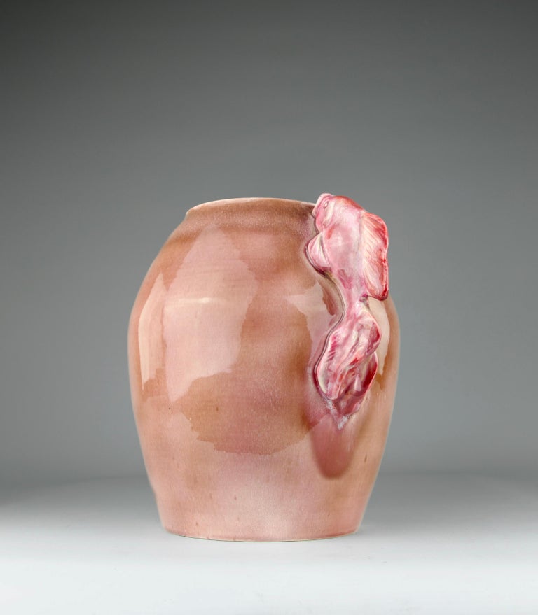 P. Letessier, Pink Goldfish Vase, France Art Deco, 1930 For Sale at 1stDibs