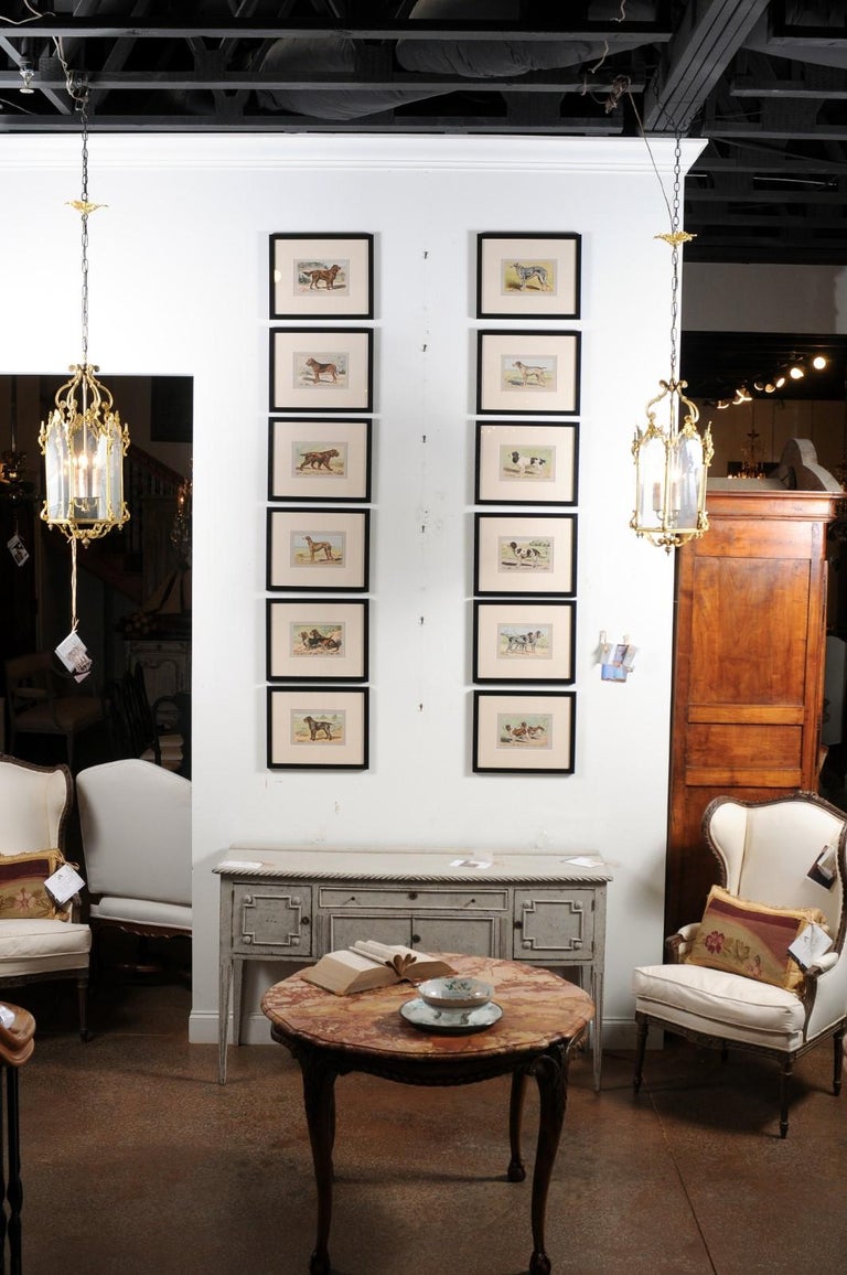 P. Mahler Custom Framed Lithographs Depicting Hunting Dogs in Outdoor ...