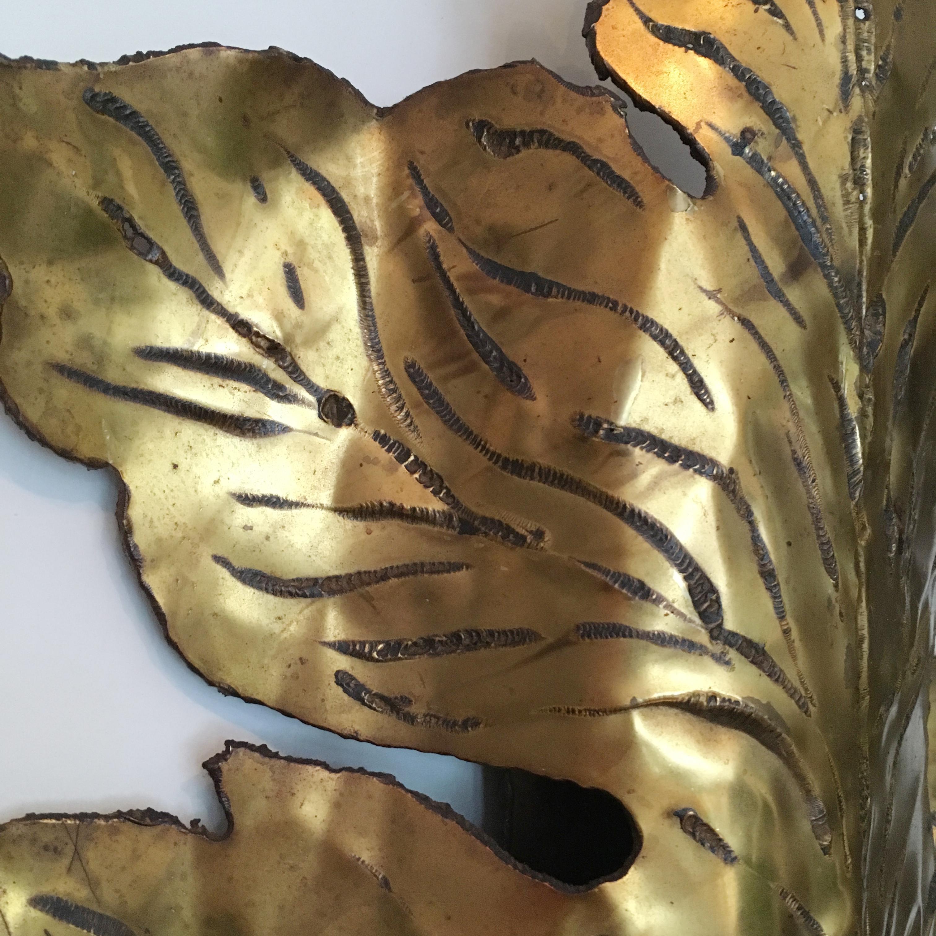 P. Mas-Rossi Brass Leaf Wall Light, circa 1950s at 1stDibs