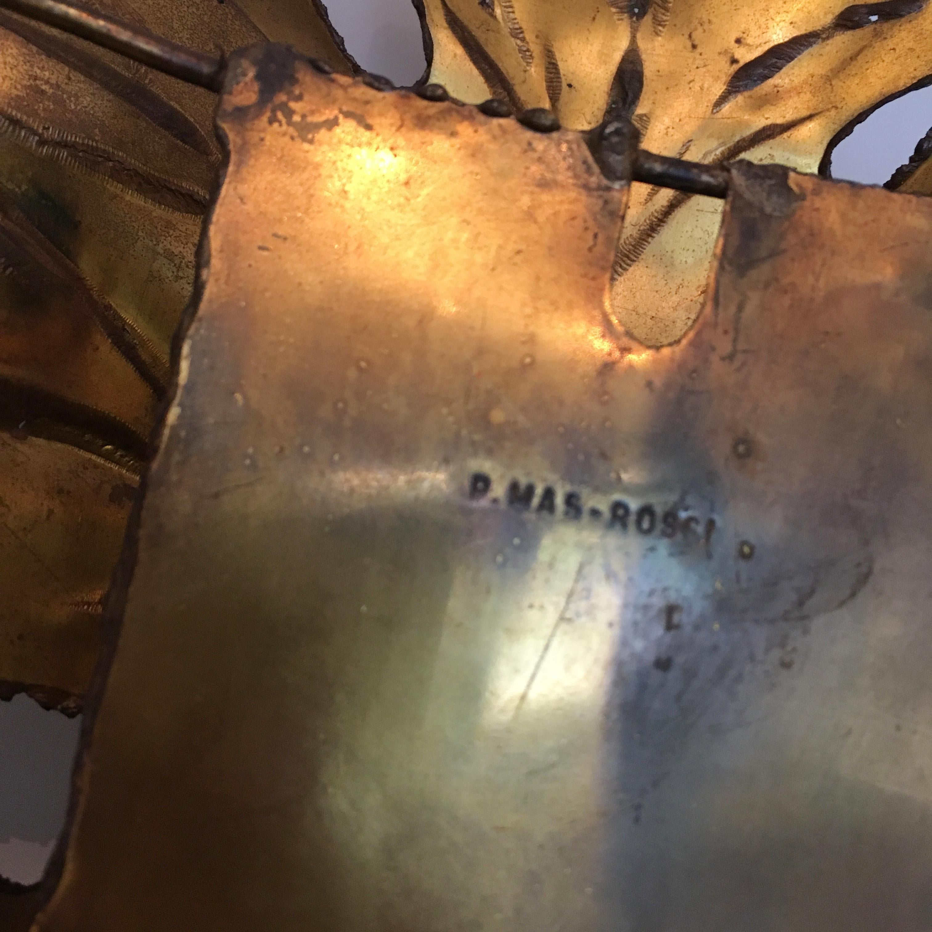 P. Mas-Rossi Brass Leaf Wall Light, circa 1950s at 1stDibs