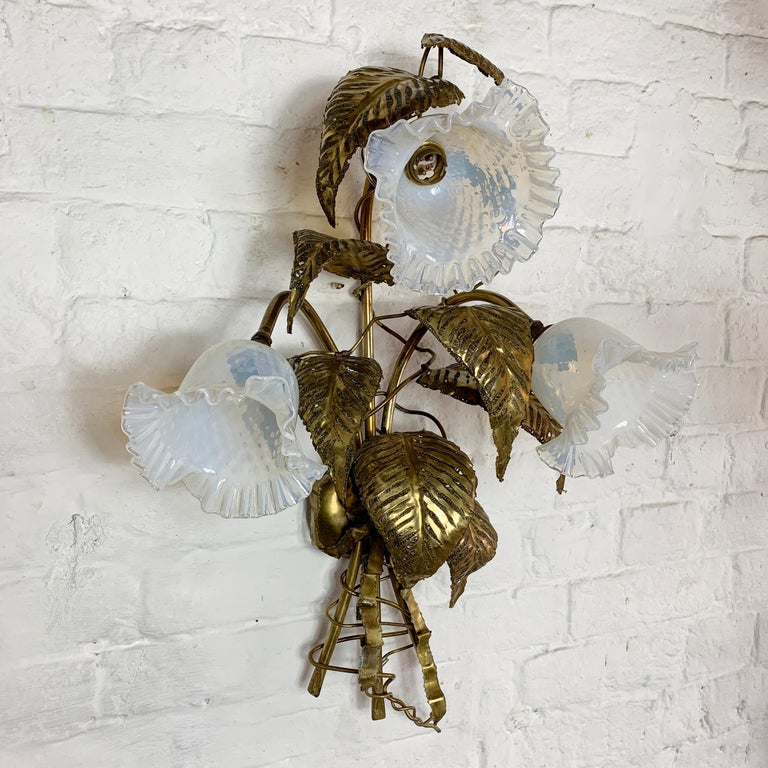 P. Mas-Rossi Leaves and Flowers Wall Sconce, circa 1950s at 1stDibs