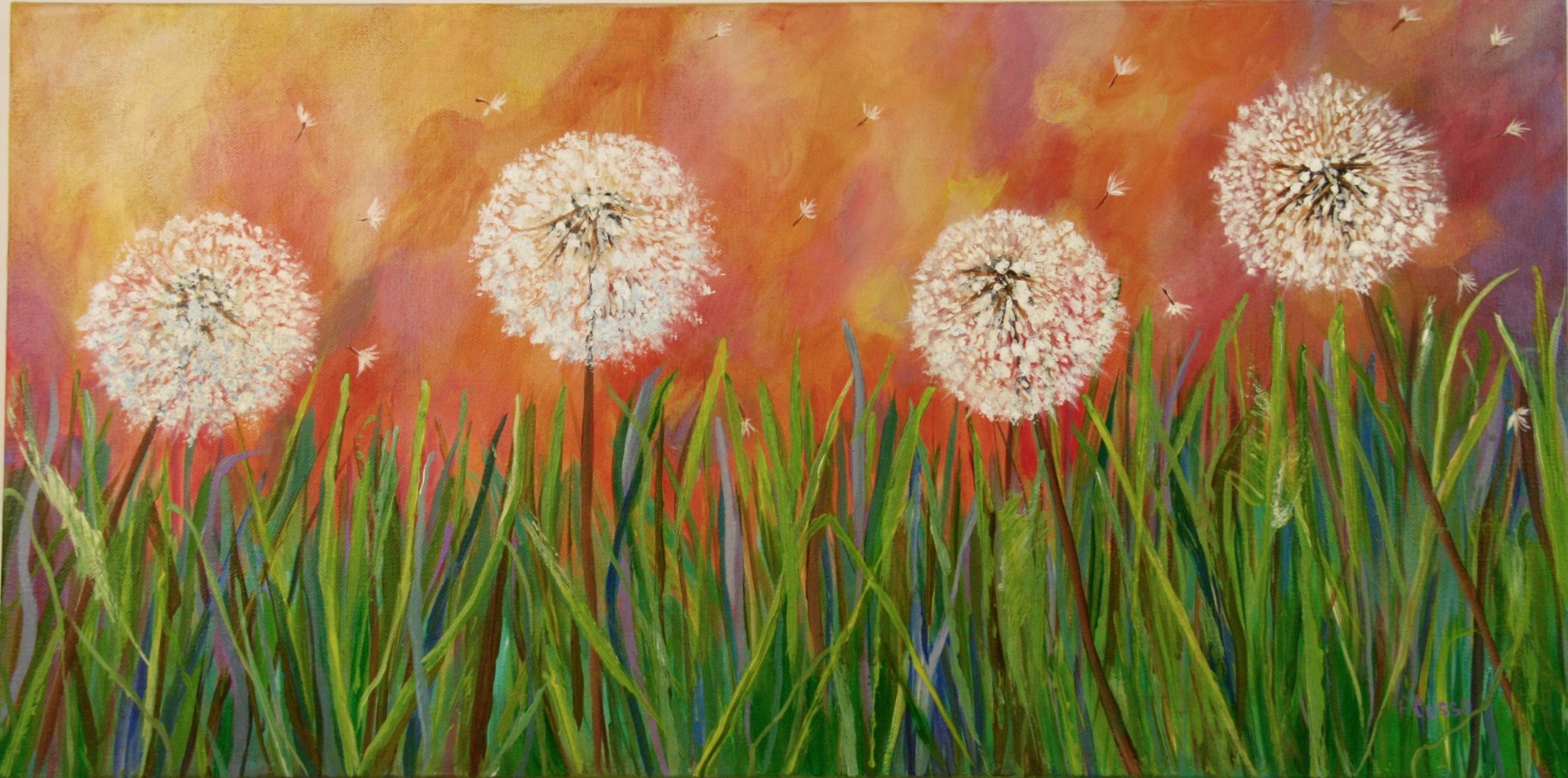 P. Russo - Dandelion Impressionist Landscape Painting For Sale at ...