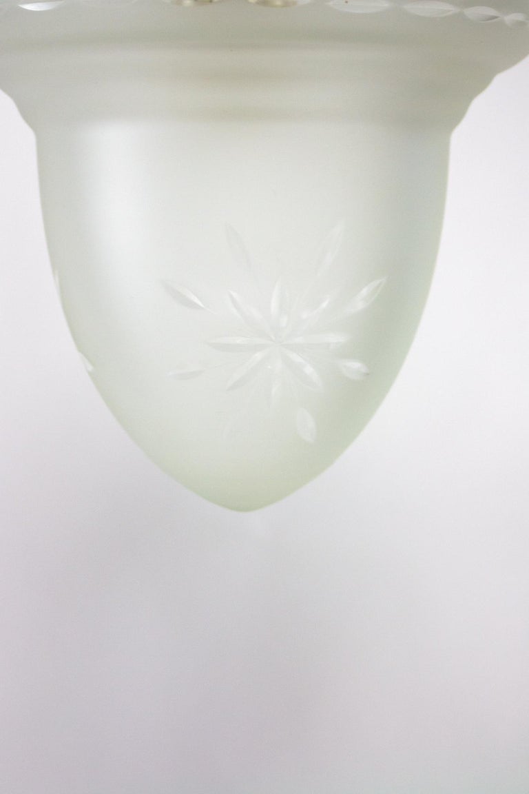 P144A Early 20th Century Acorn Glass Pendant with Starburst Pattern For ...