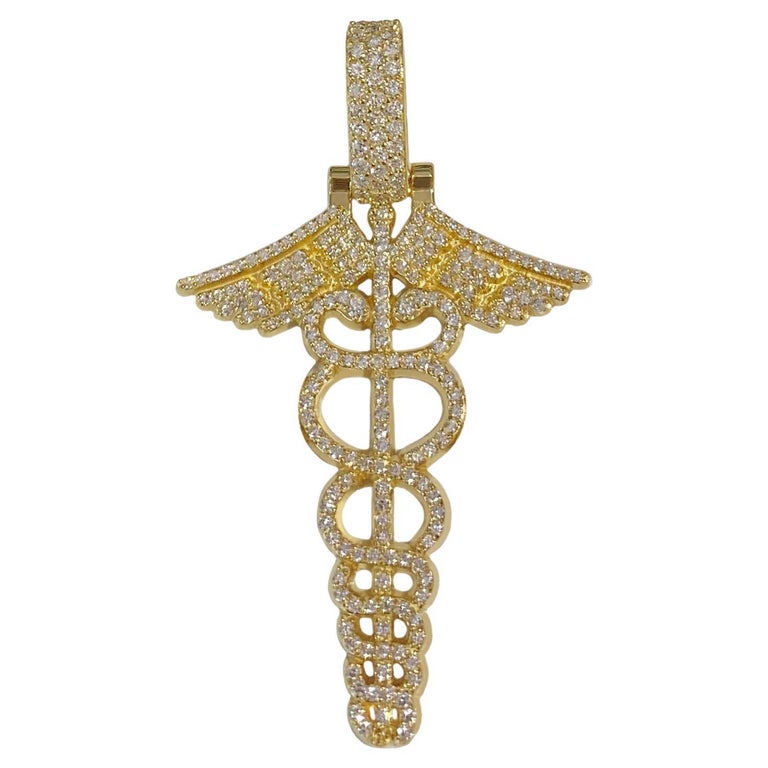 PA Caduceus Charm 14k Yellow Gold at 1stDibs