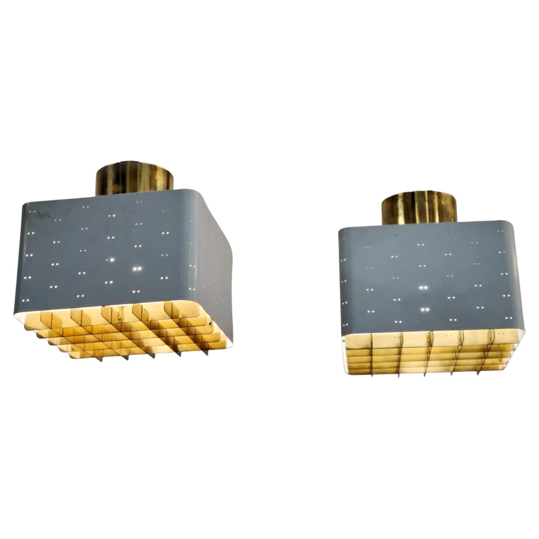 Paavo Tynell Pair of Green Unique Ceiling Lamps For Sale at 1stDibs