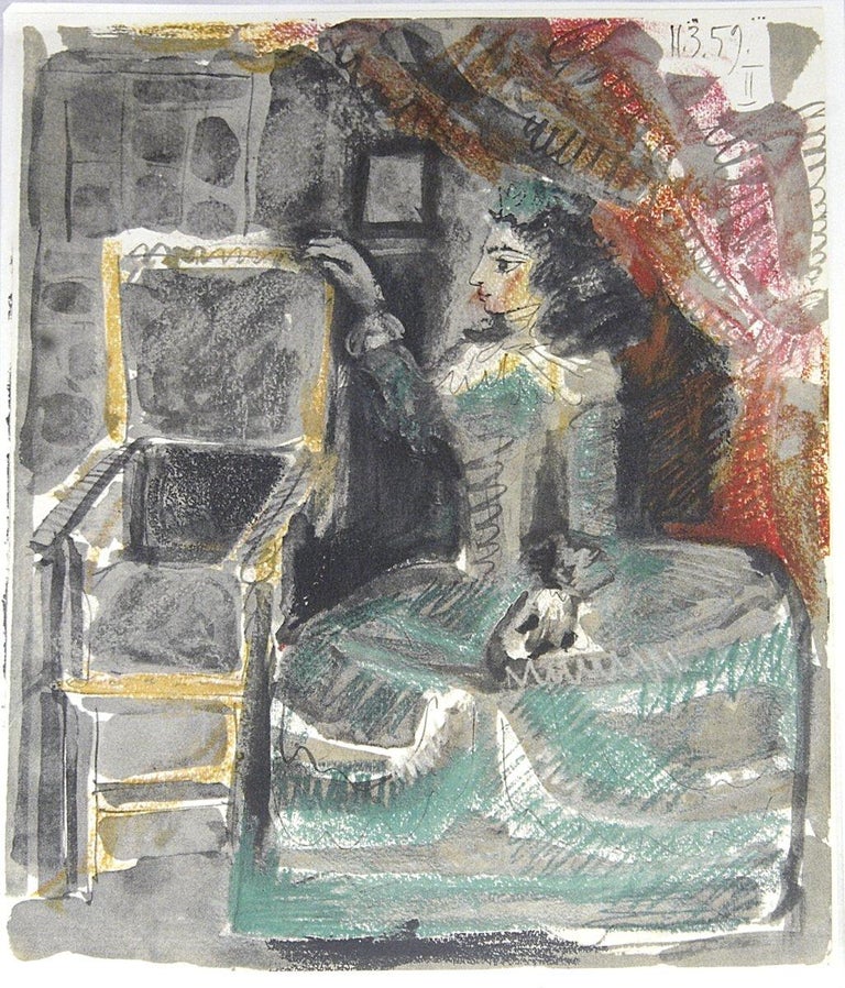 Pablo Picasso - 1960 Pablo Picasso 'Girl after Velazquez' Cubism Yellow ...