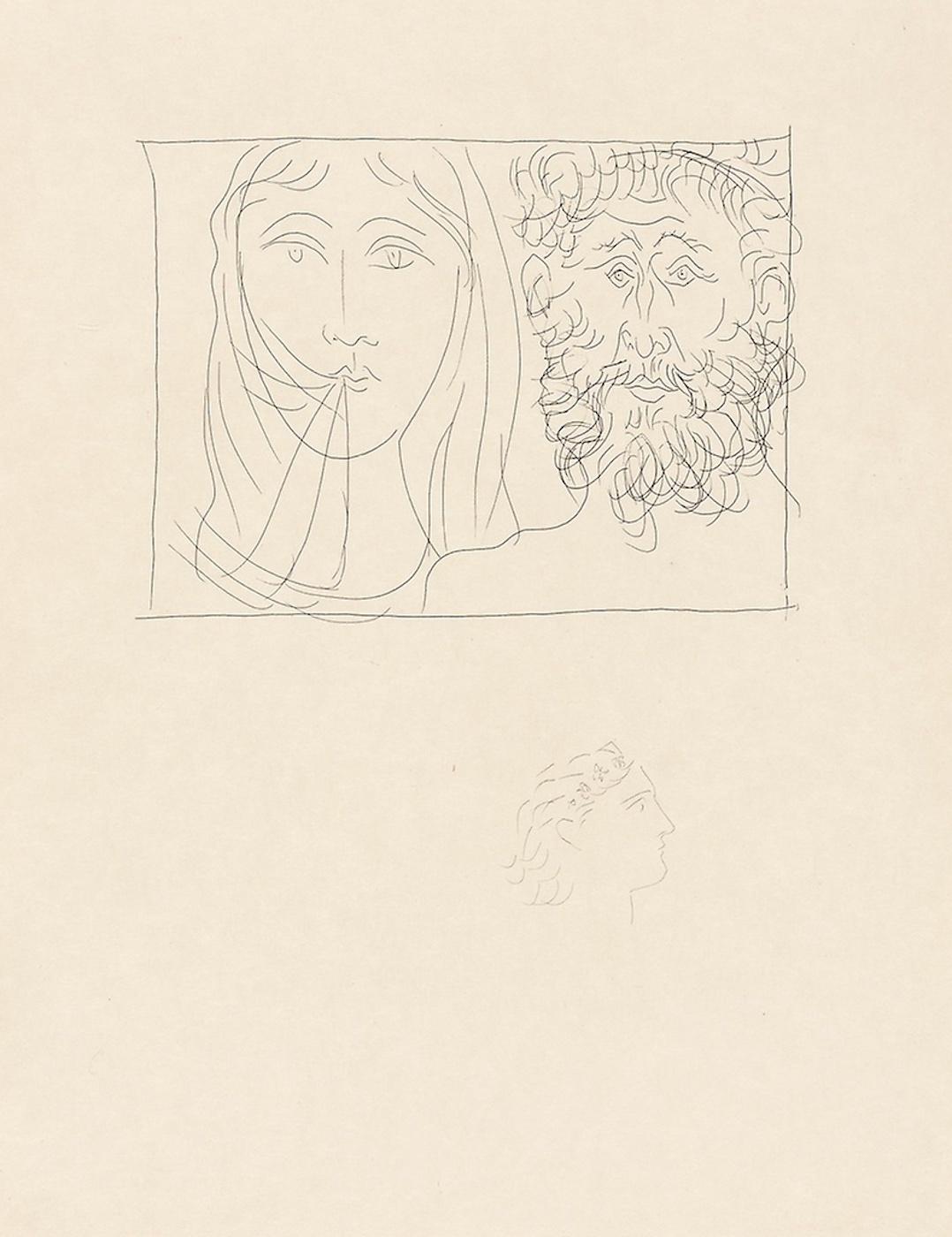 Pablo Picasso - Head of a Man and a Woman - Original Etching by Pablo ...