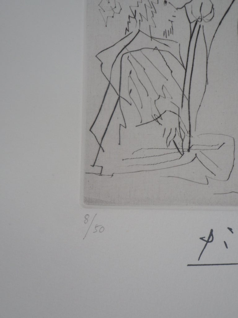 Pablo Picasso - Man and Tall Woman - Original drypoint etching, Ltd /50 ...