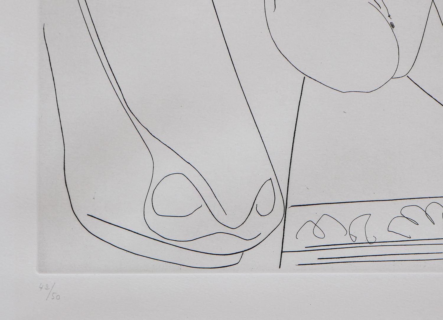 Pablo Picasso - Modern Cubist Contour Line Etching of a Dressing Circus ...