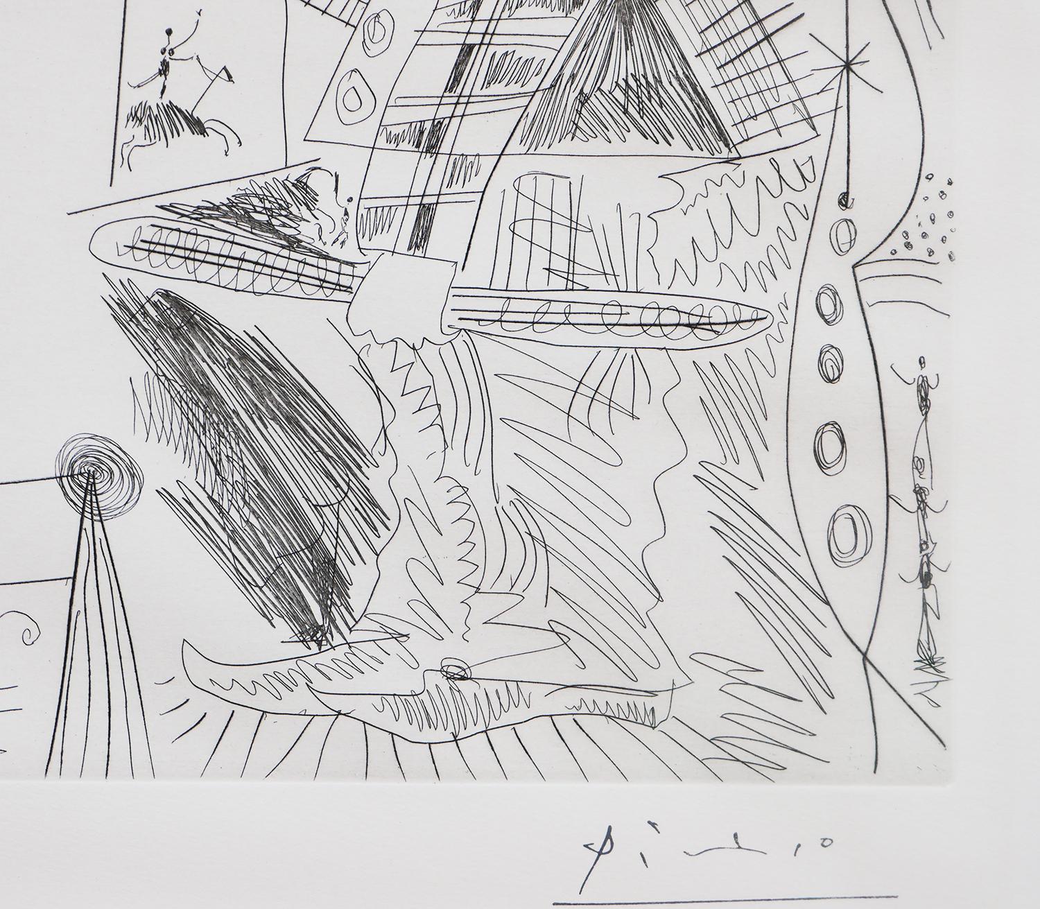 Pablo Picasso - Modern Cubist Contour Line Etching of a Dressing Circus ...