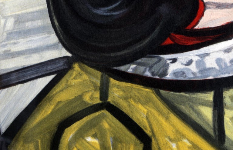 Portrait de Femme au Chapeau et a la Robe Vert Jaune For Sale at 1stDibs