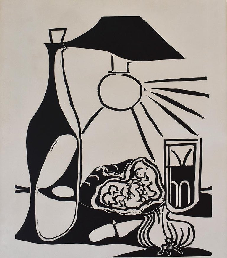 Pablo Picasso - Still Life with Bottle (Black) For Sale at 1stDibs