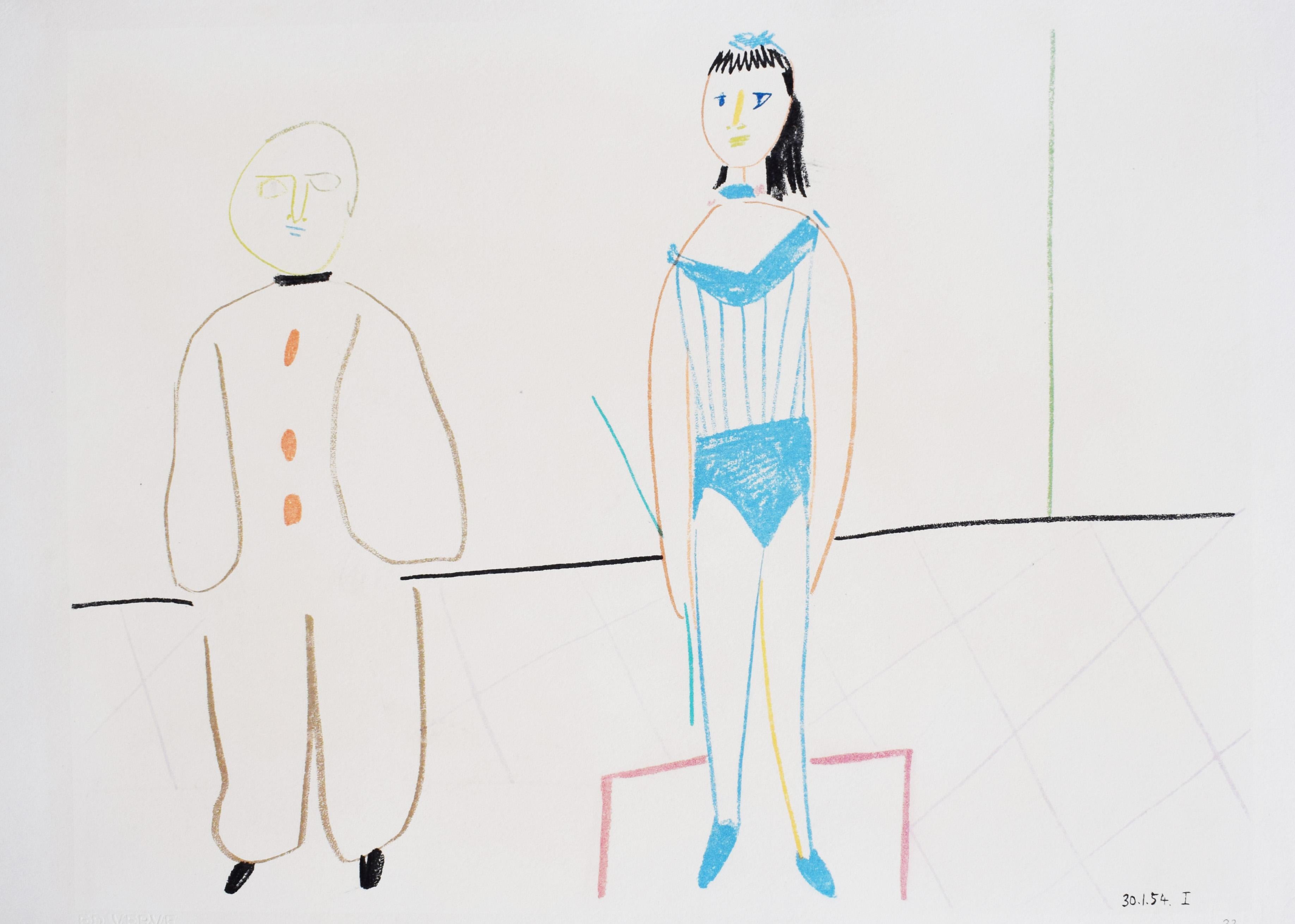 Pablo Picasso - Title: Clown and Acrobat I, from: Suite of 15 Drawings ...