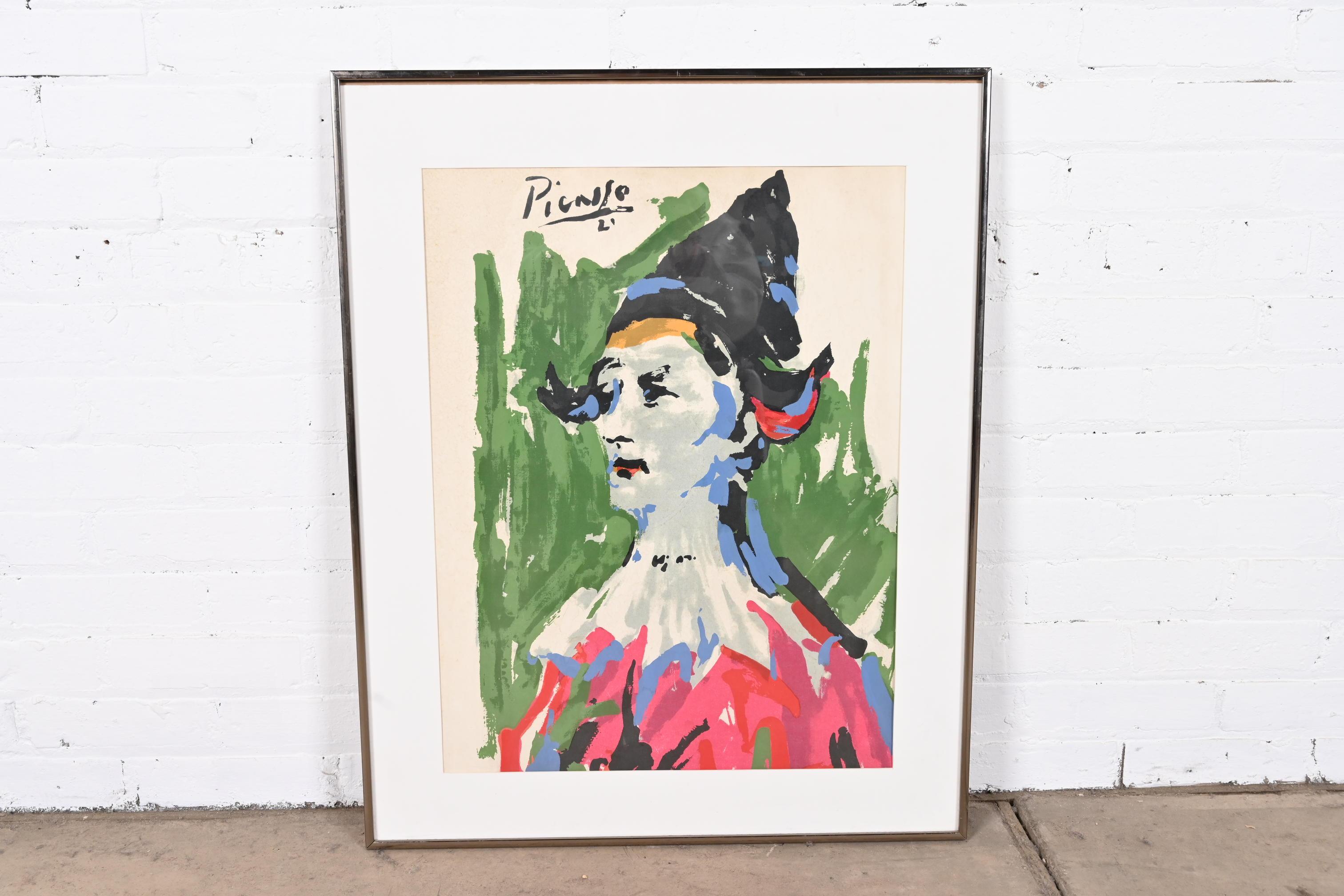 Pablo Picasso Vintage Framed Print of a Jester or Harlequin at 1stDibs