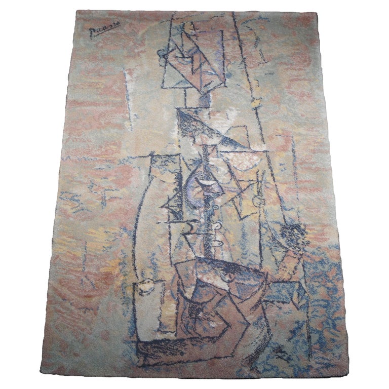 Pablo Picasso "Woman With Guitar" 1910 Danish Wool MCM Rug by Ege For ...