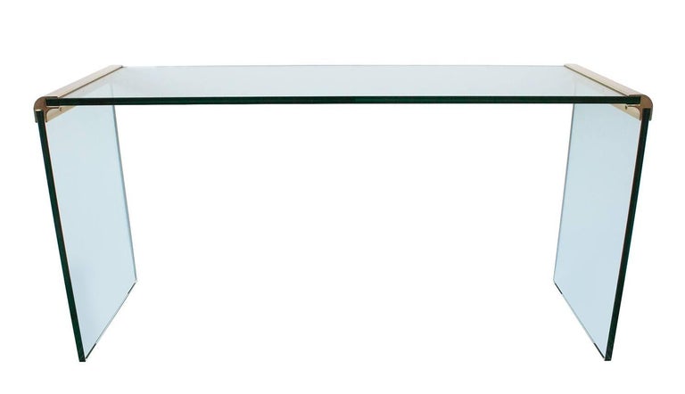 Pace Brass and Glass Waterfall Console Table at 1stDibs | pace console ...