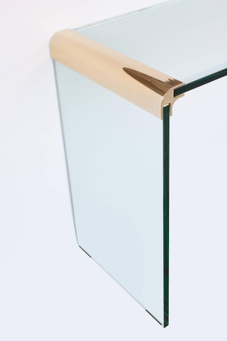 Pace Brass and Glass Waterfall Console Table at 1stDibs | pace console ...