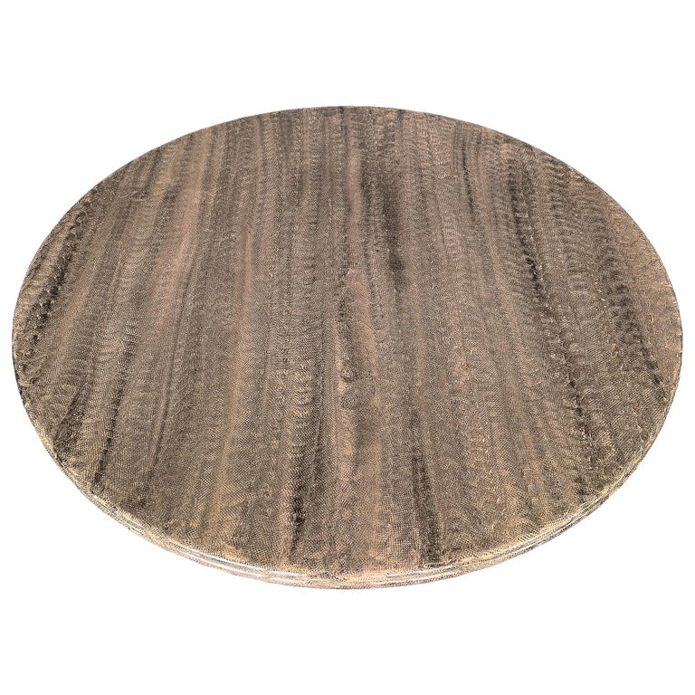 Pace Collection Faux Snakeskin Chrome Pedestal Dining Table at 1stDibs