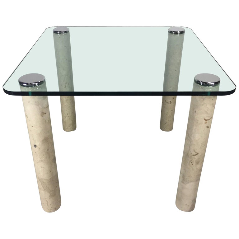 Pace Collection Glass and Marble Card Table Midcentury at 1stDibs