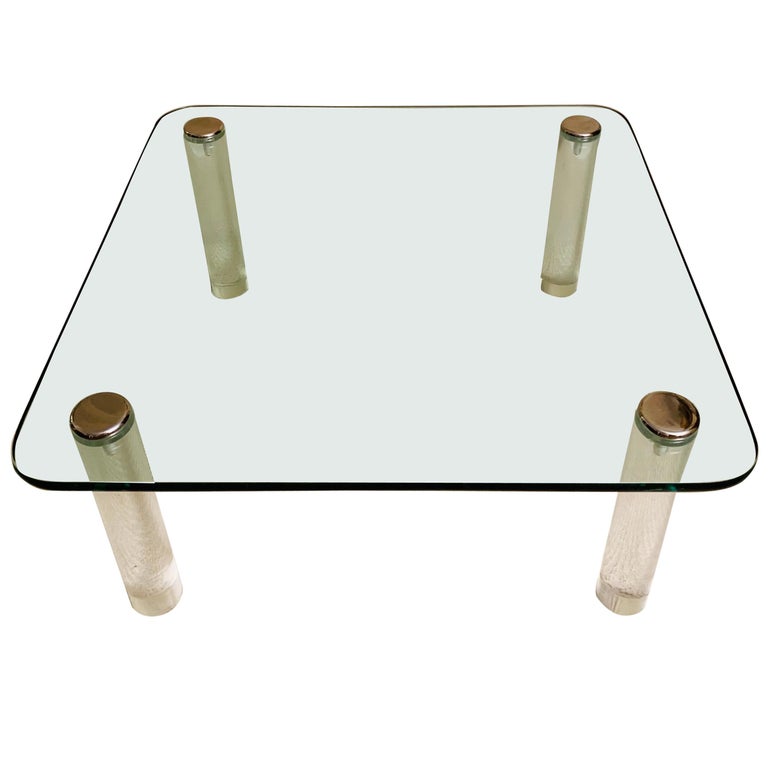 Pace Collection Lucite Glass and Chrome Cocktail Table at 1stDibs ...