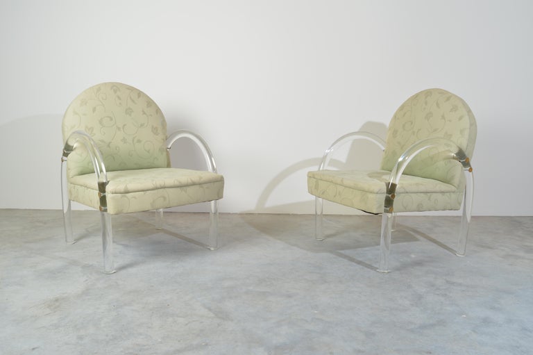 Pace Collection Lucite Waterfall Armchairs at 1stDibs