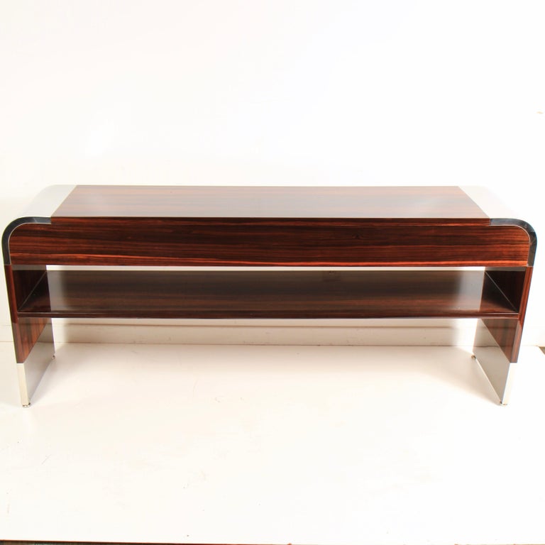 Pace Collection Rosewood and Chrome Console Table by Leon Rosen at 1stDibs
